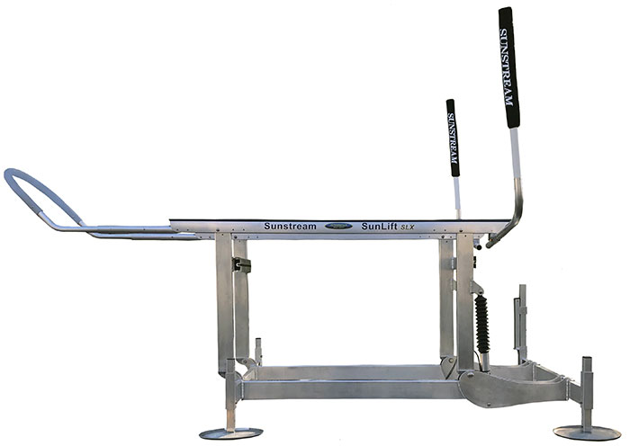 Sunstream Updates Free-Standing Hydraulic Boat Lift | BoatUS Sunstream Updates Free-Standing Hydraulic Boat Lift | BoatUS